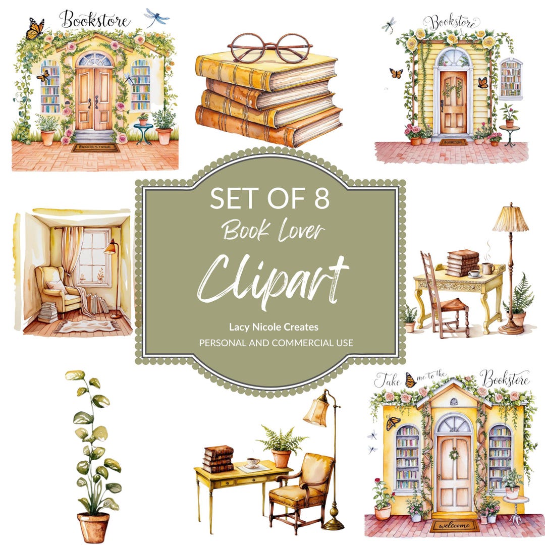 Book Lover Clipart Set: Reading PNG Graphics (digital Download) - Etsy