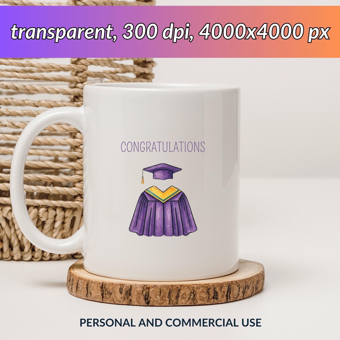 Graduation PNG | Purple Cap and Gown Sublimation File | Graduation ...