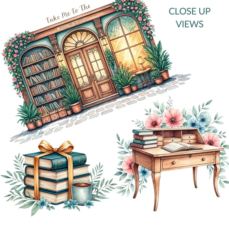 Book Lover Clipart Set: Reading PNG Graphics (digital Download) - Etsy