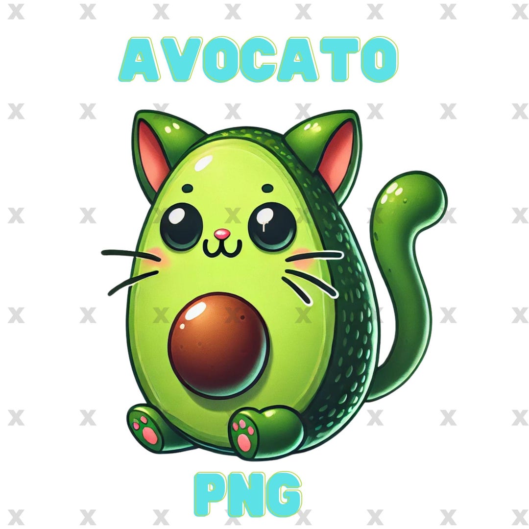Cute Avocado Cat Clipart, "avocato" PNG – Digital Download for Crafts ...