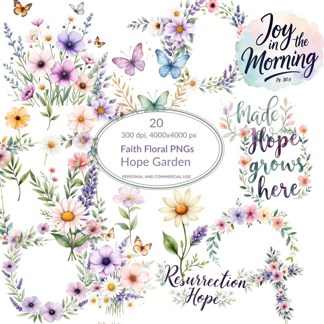 Spring Floral PNG Clipart Bundle — 20 Spring Faith Florals, Wildflower ...