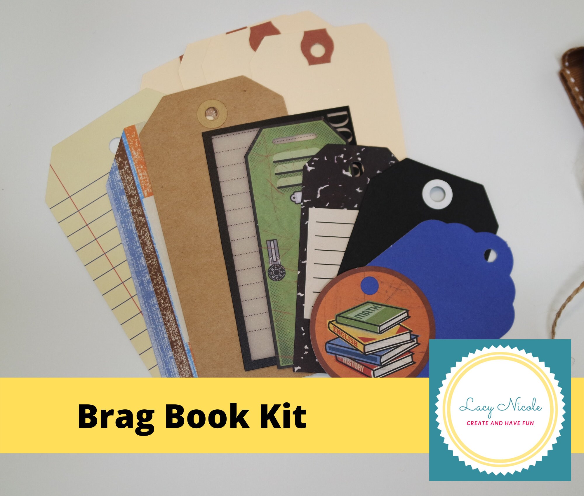 Brag Book Kit School Themed Mini Album, Mini Tag Journal - Etsy