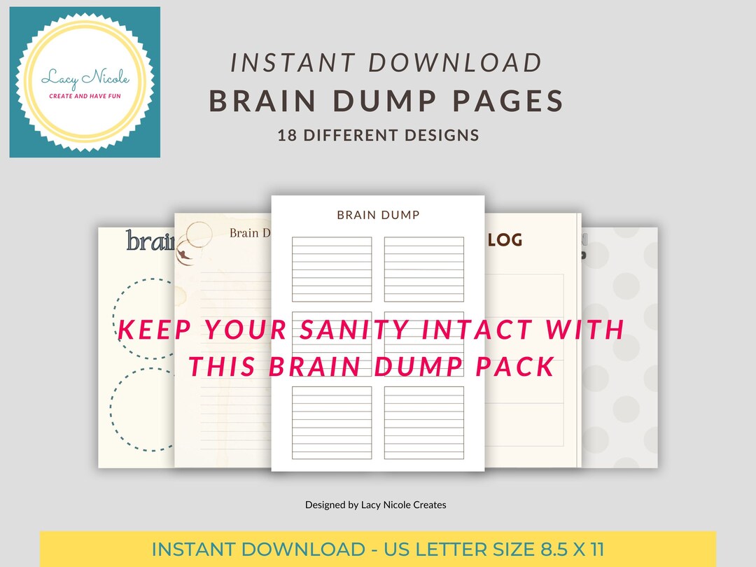 Printable Brain Dump Pages, 18 Different Pages - Etsy