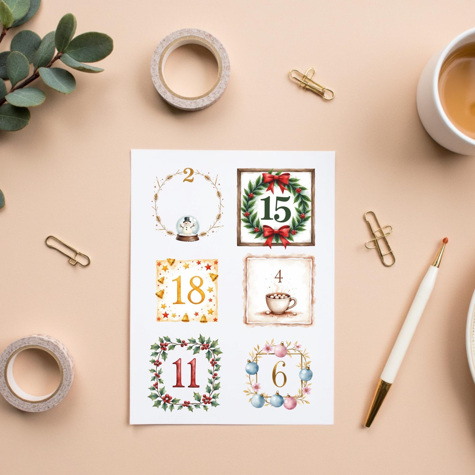 Advent Calendar Numbers — Cozy Cottage, 25 Transparent Pngs (1–25) - Etsy