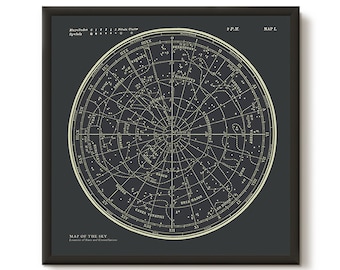 Star Map Constellations Framed Poster. Ready to Hang Print. Map of the ...