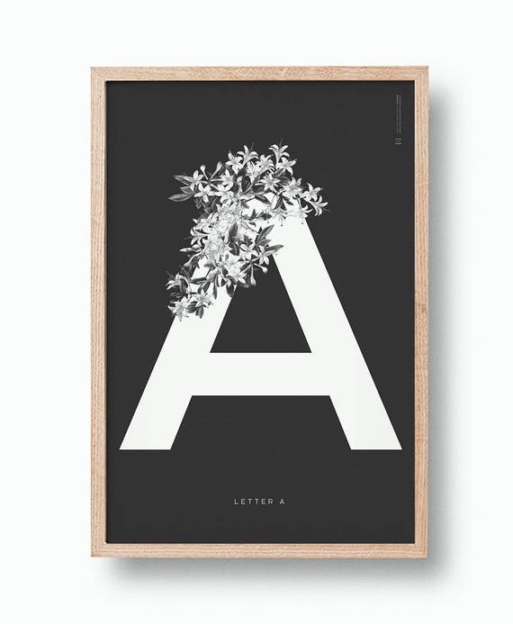 Letter A Typography Print. Monogram Art. Initial Print. | Etsy