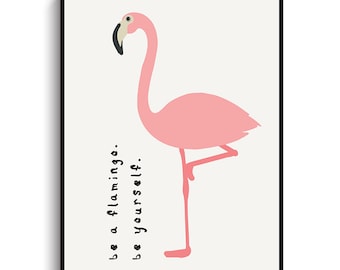 Flamingo Print PRINTABLE FILE. Pink Bird Poster. Pink | Etsy