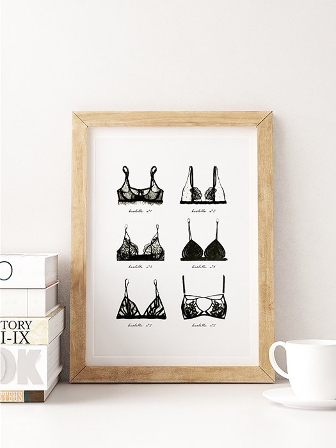 Lingerie Wall Art. Black Lace Bralette Art Poster PRINTABLE | Etsy