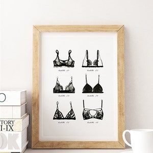 Lingerie Wall Art. Black Lace Bralette Art Poster - PRINTABLE FILE ...