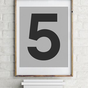 Number 5 Modern Typography Art Print - Instant Download. Number Five ...