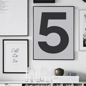 Number 5 Modern Typography Art Print - Instant Download. Number Five ...