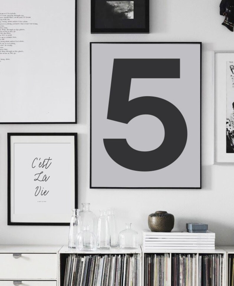 Number 5 Modern Typography Art Print Instant Download. - Etsy