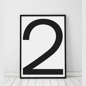 Number 2 Modern Typography - PRINTABLE FILE. Number Two Poster. Nursery ...