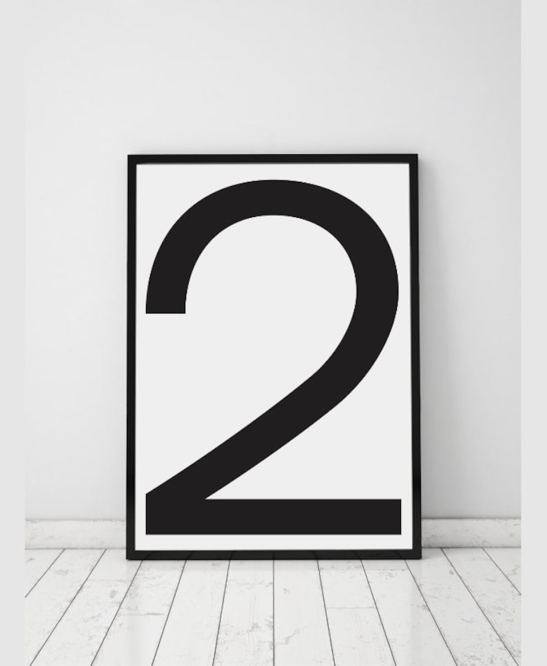 Number 2 Modern Typography - PRINTABLE FILE. Number Two Poster. Nursery ...