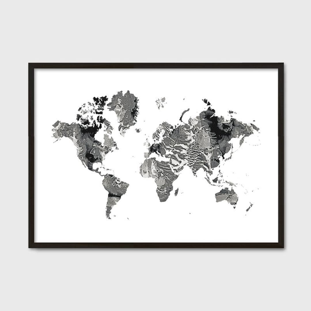 World Map Poster. Marble Large World Map. Affiche Scandinave. Travel ...
