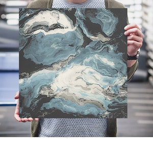 Blue Marble Art Print. Dusty Blue Abstract Art. Marble Décor. Living ...