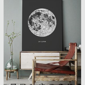 Full Moon Canvas. La Luna Moon Canvas Gallery Wrap. Lunar Moon Print ...
