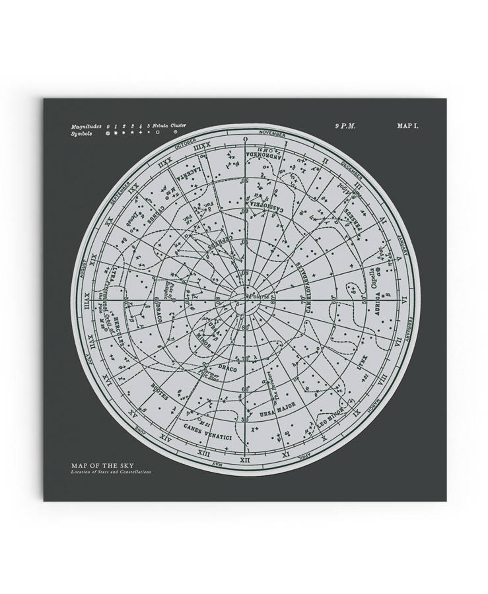 Star Map Constellations Poster. Map of the Sky. Modern Vintage ...