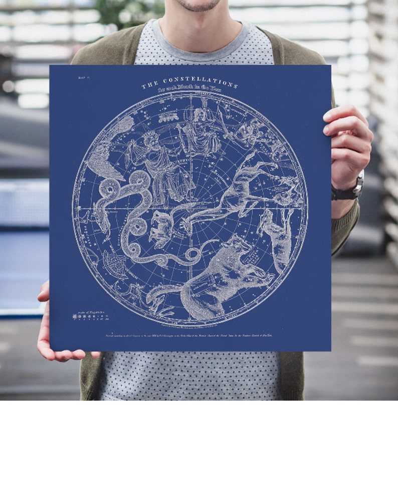 Constellation Posters. Modern Vintage Southern Hemisphere and Northern ...