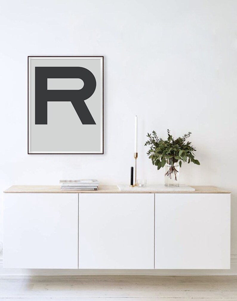 R Letter Modern Typography Art Print Instant Download. | Etsy
