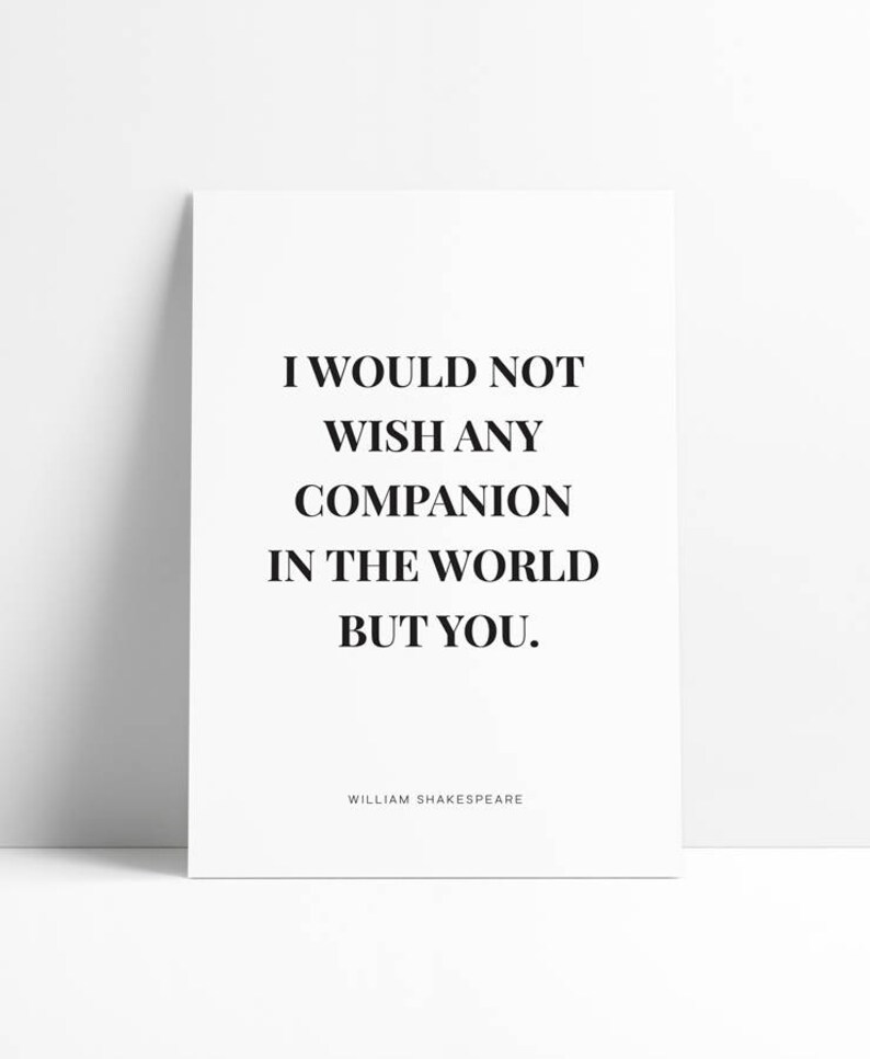 I Would Not Wish Any Companion PRINTABLE FILE. Romantic - Etsy