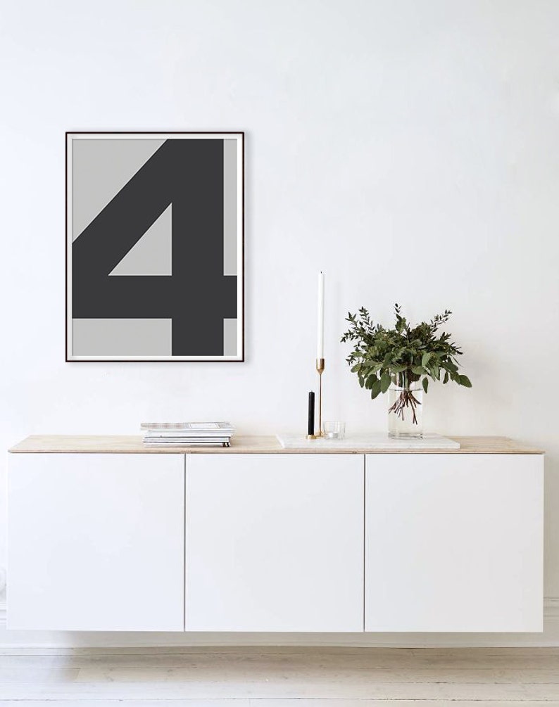 Number 4 Typography Printable Poster - Instant Download. Scandinavian ...