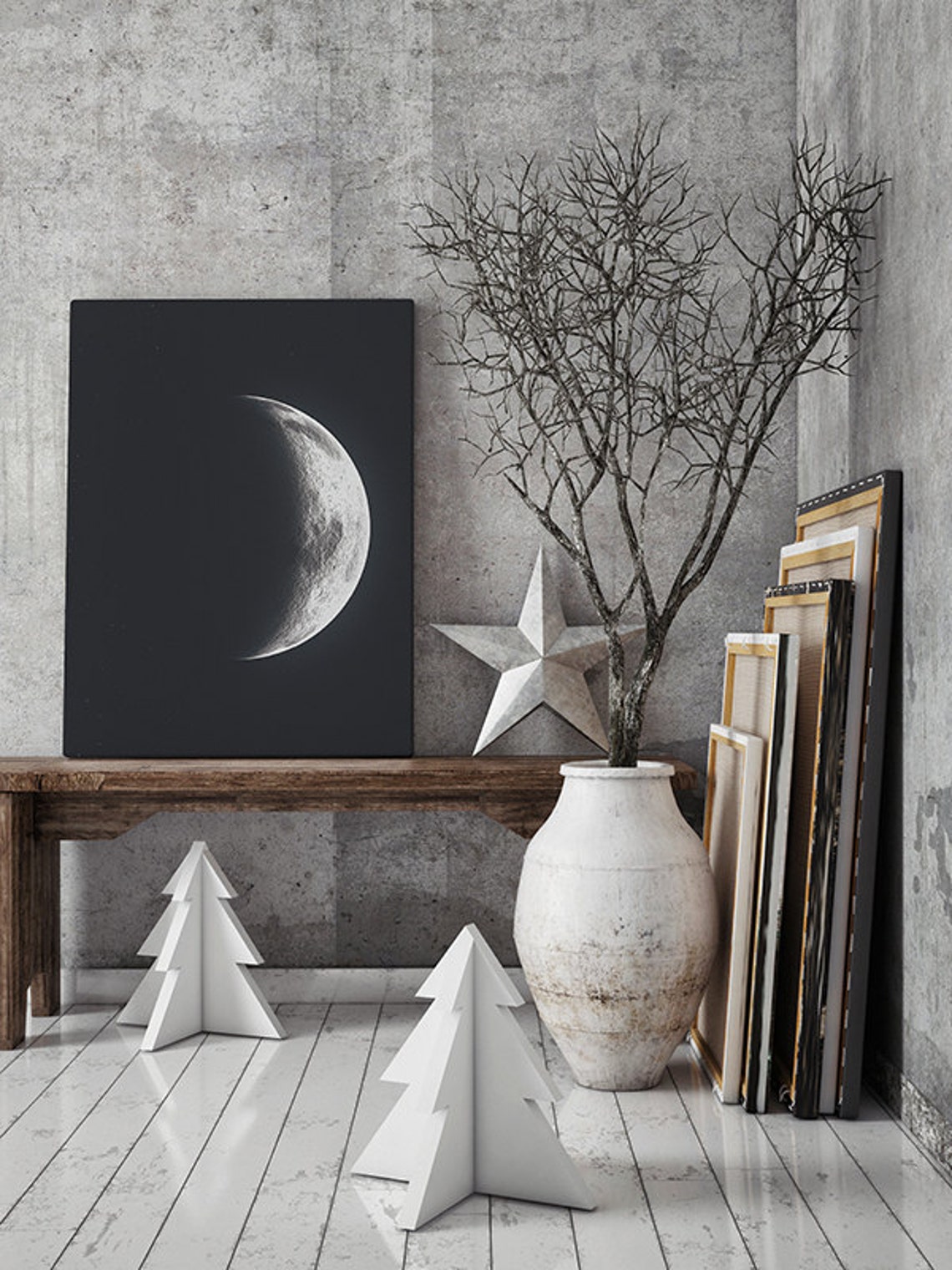 Moon Canvas. La Luna Vintage Print. Solar System Art. - Etsy