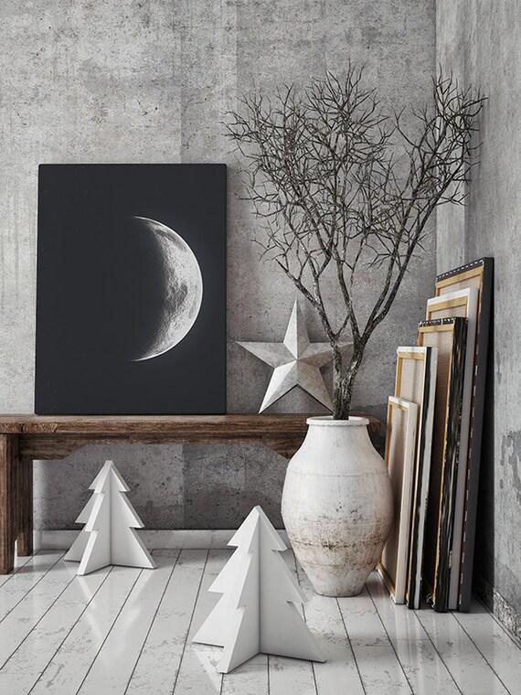 Moon Canvas. La Luna Vintage Print. Solar System Art. | Etsy