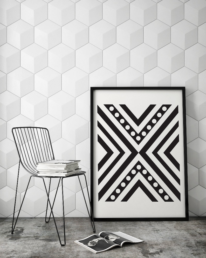 Modern Design Print PRINTABLE FILE. Black White Geometric | Etsy