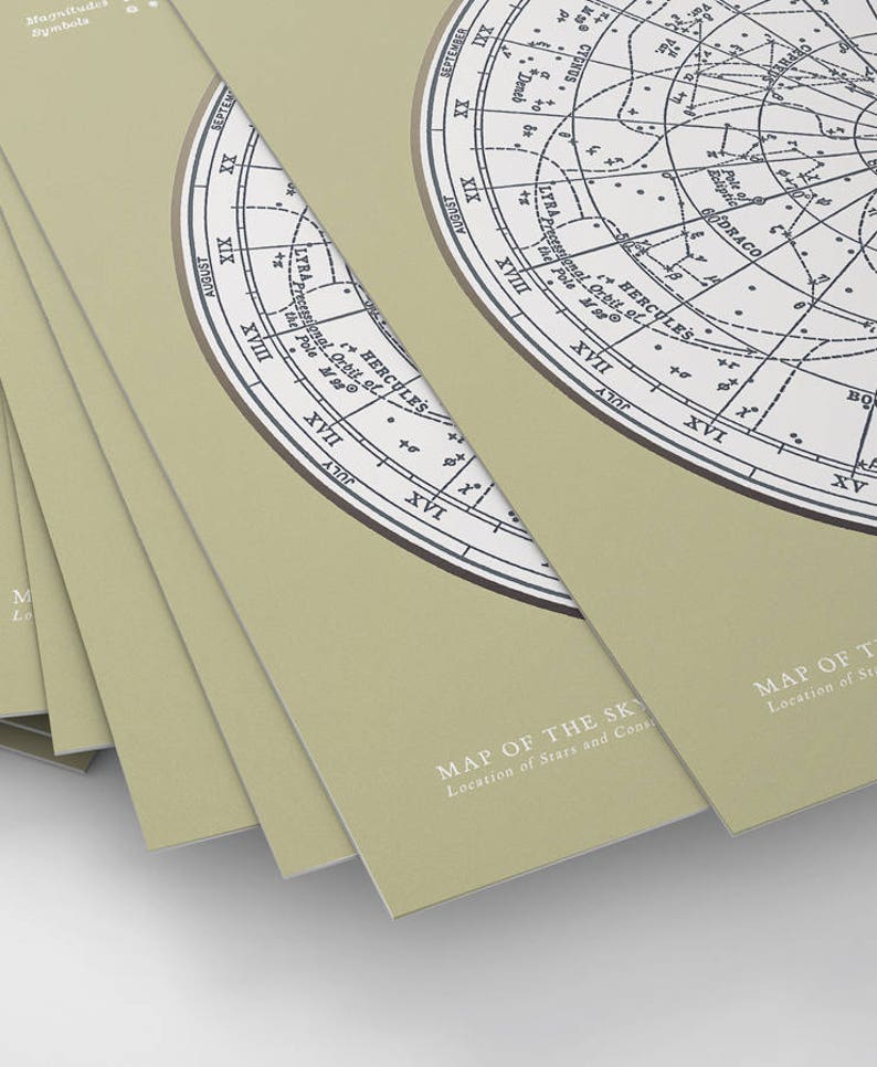 Star Map Constellations Print. Map of the Sky. Planisphere Astronomy ...