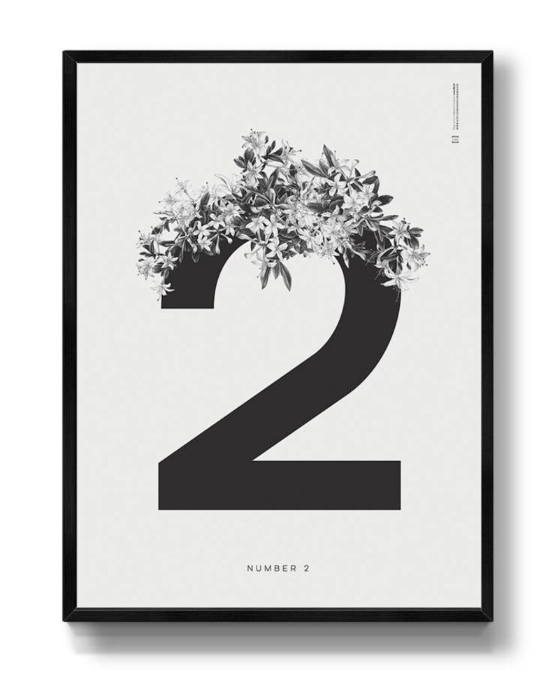 Number 2 Typography Print. Number Two Floral Print. Vintage - Etsy