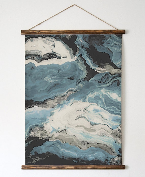 Blue Marble Art Print. Dusty Blue Abstract Art. Marble Décor. | Etsy