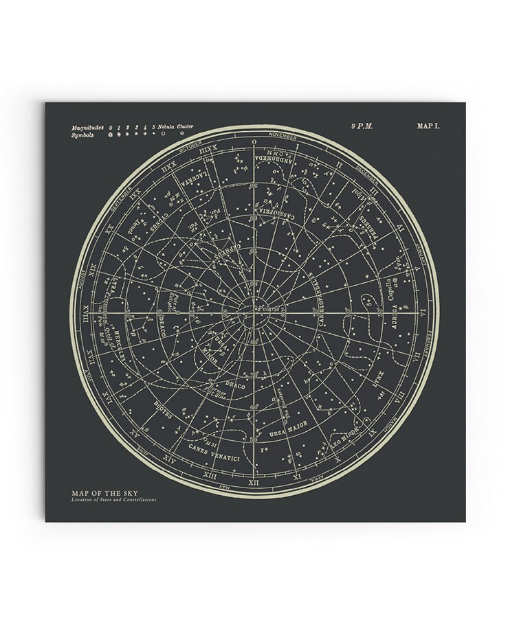 Star Map Constellations Framed Poster. Ready to Hang Print. Map of the ...