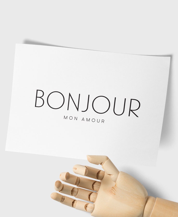 Bonjour Mon Amour - PRINTABLE FILE. Hello My Love. French Typography ...
