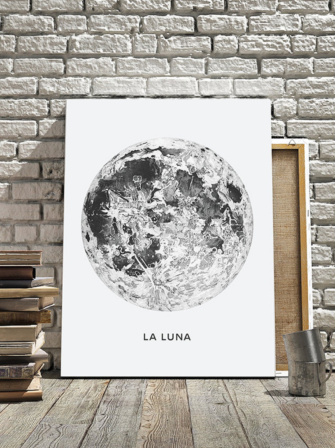 Full Moon Canvas. La Luna Moon Canvas Gallery Wrap. Lunar Moon Print ...