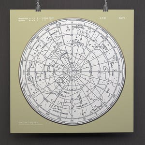 Star Map Constellations Print. Map of the Sky. Planisphere Astronomy ...