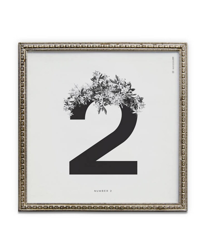 Number 2 Typography Print. Number Two Floral Print. Vintage - Etsy