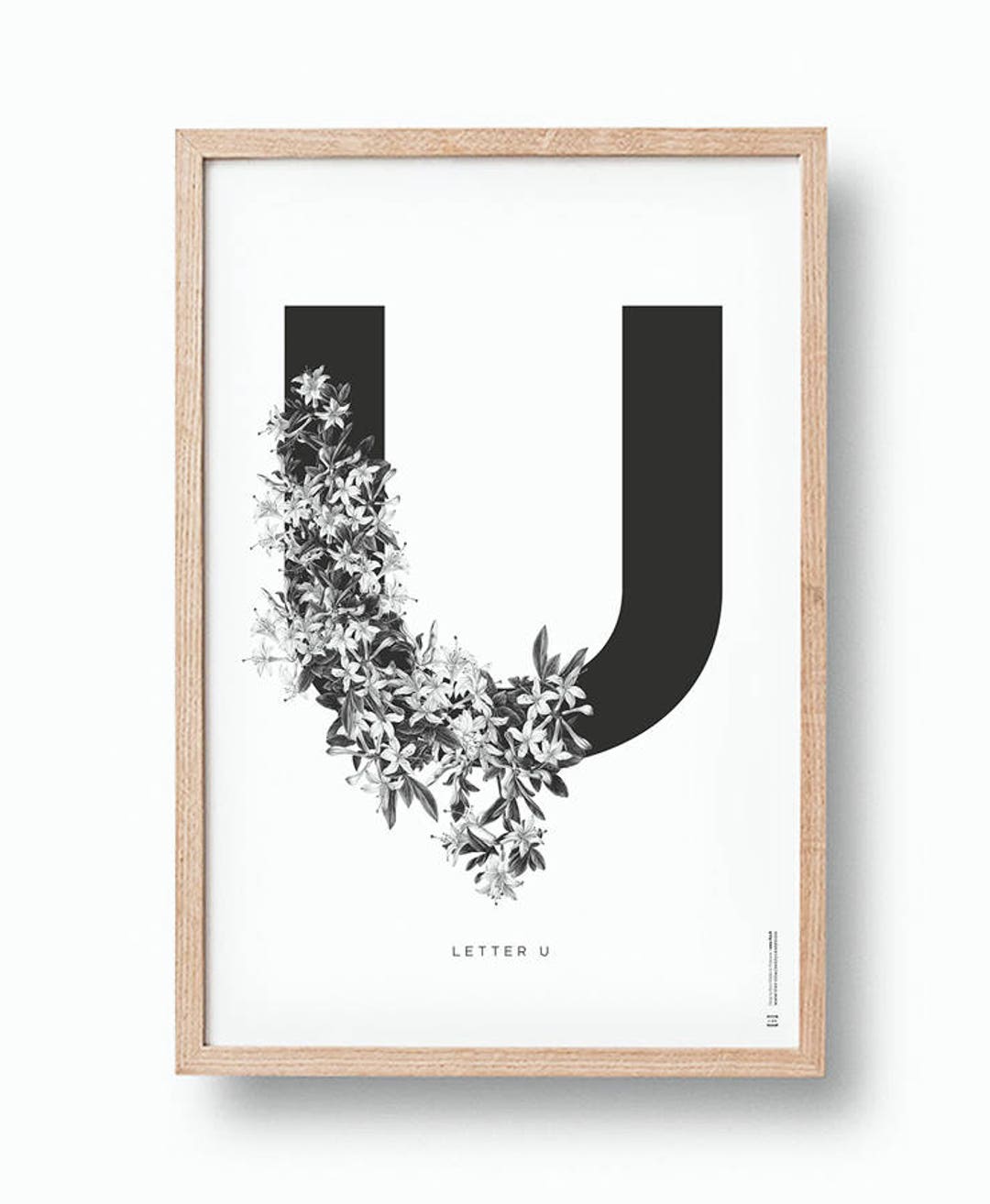 Letter U Typography Print. Monogram Art. Initial Print. Vintage ...