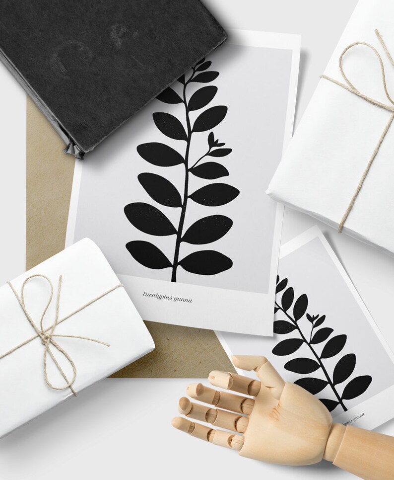 Plant Motif Poster PRINTABLE FILE. Botany Black Grey Print. - Etsy