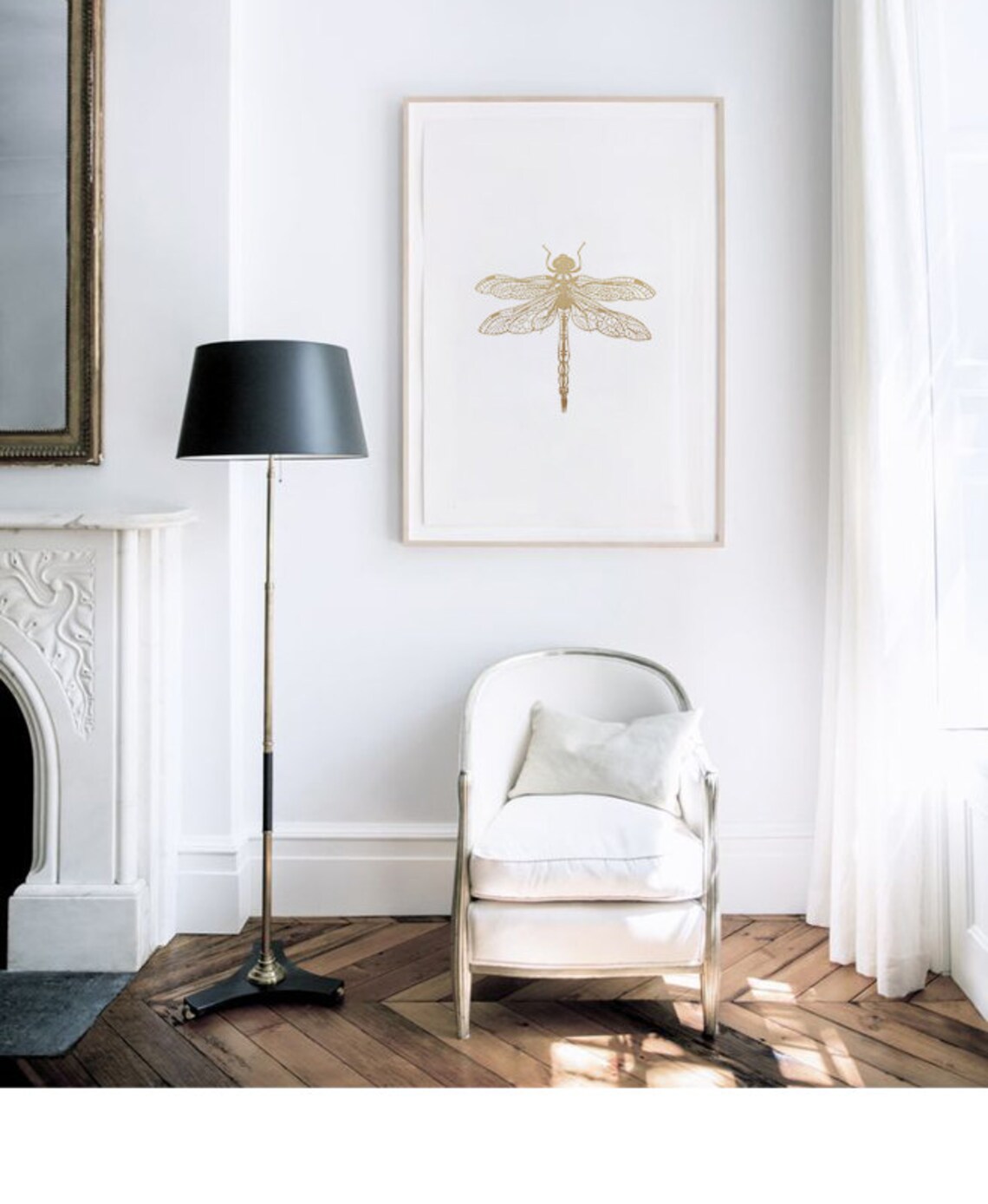 Dragonfly Print. Faux Gold Insect Poster. Winged Insect Art. | Etsy