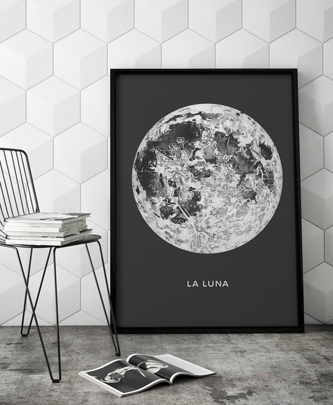 Full Moon Poster. La Luna Moon. Lunar Moon. Vintage Luna - Etsy UK
