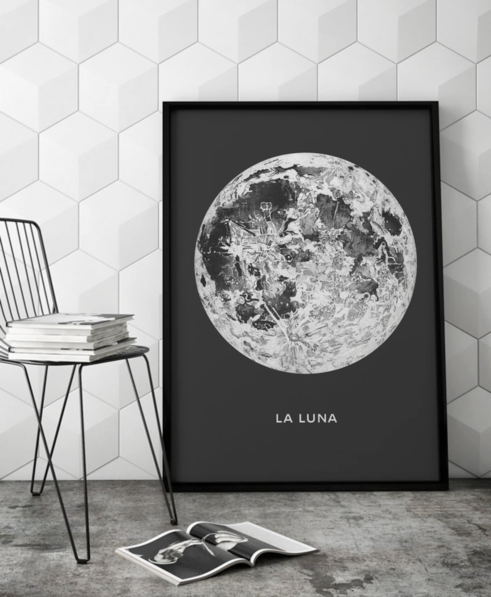 Full Moon Poster. La Luna Moon. Lunar Moon. Vintage Luna - Etsy