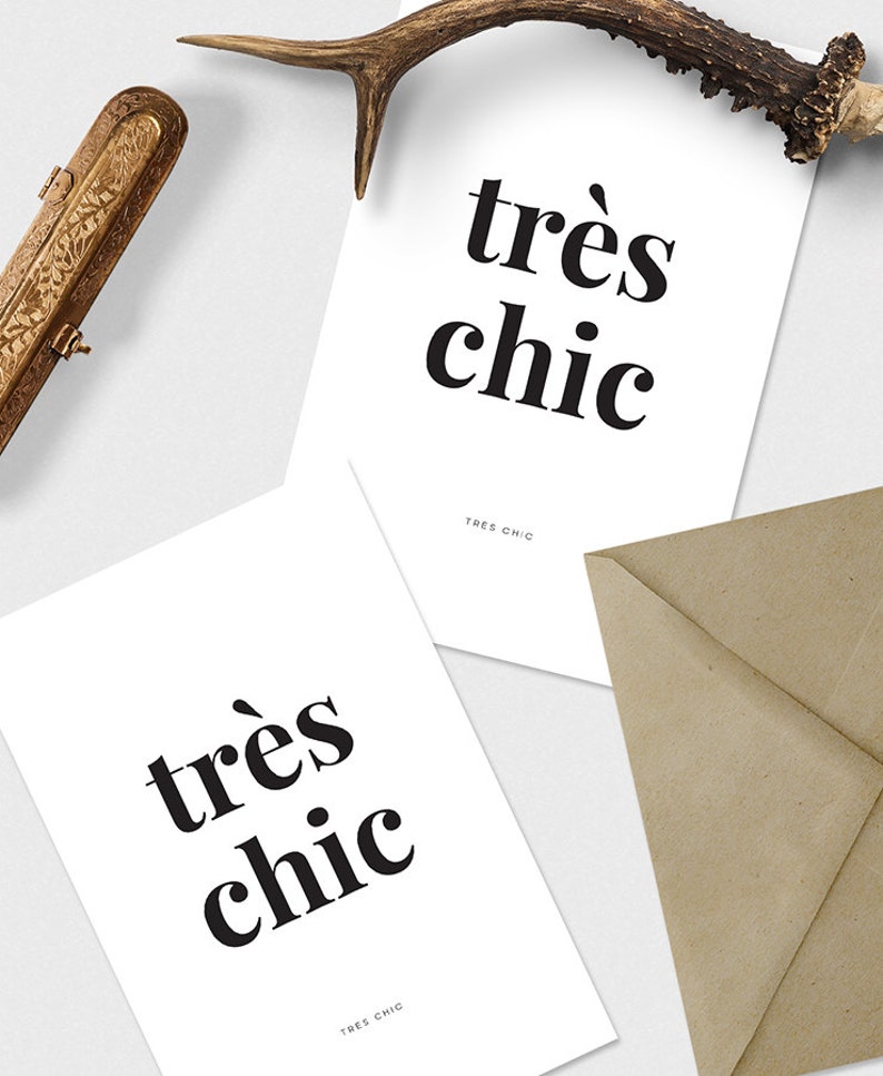 Très Chic Print - PRINTABLE FILE. Monochrome Typography Print. Black ...
