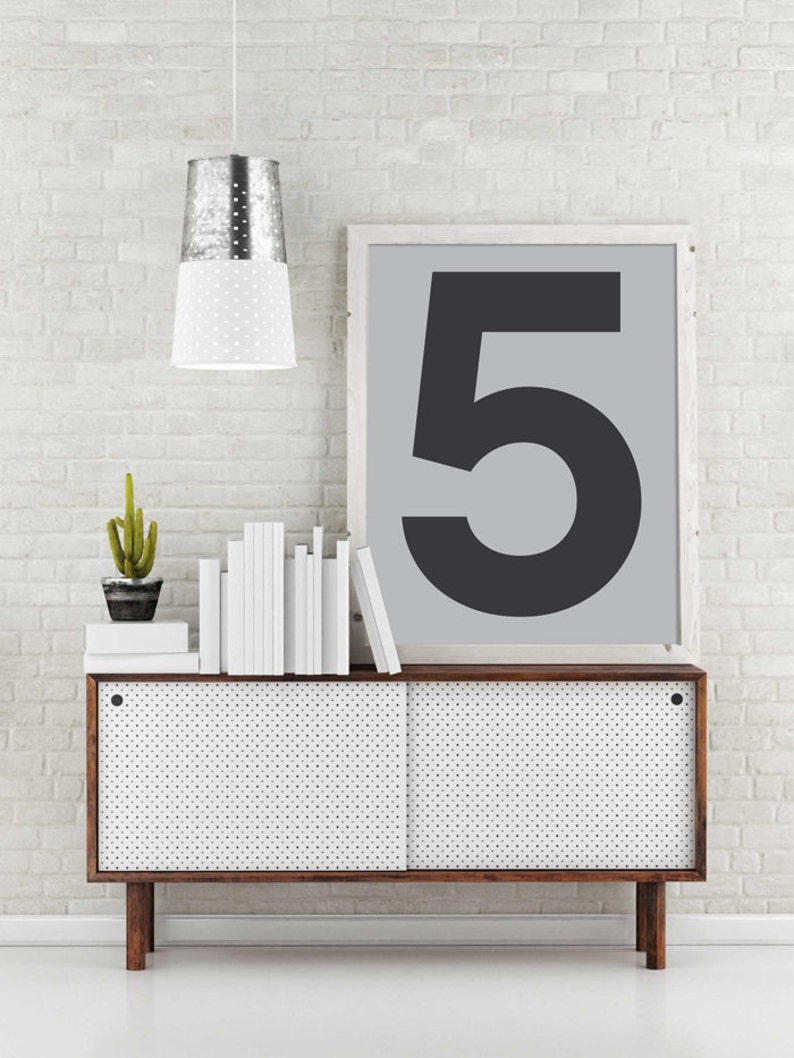 Number 5 Modern Typography Art Print Instant Download. - Etsy