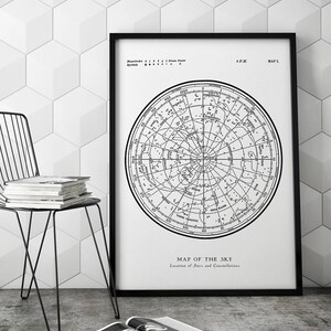 Star Map Constellations Poster. Map of the Sky. Modern Vintage ...
