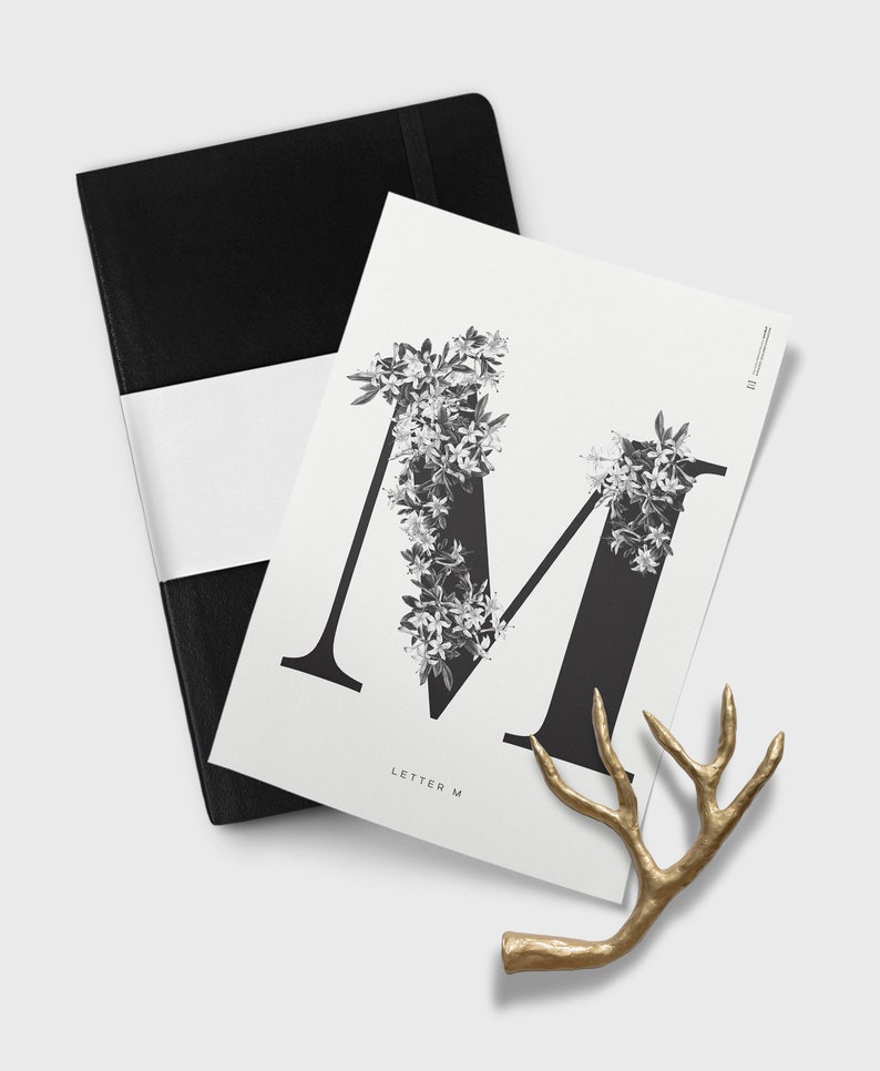 Letter M Typography Print. Monogram Art. Initial Print. - Etsy