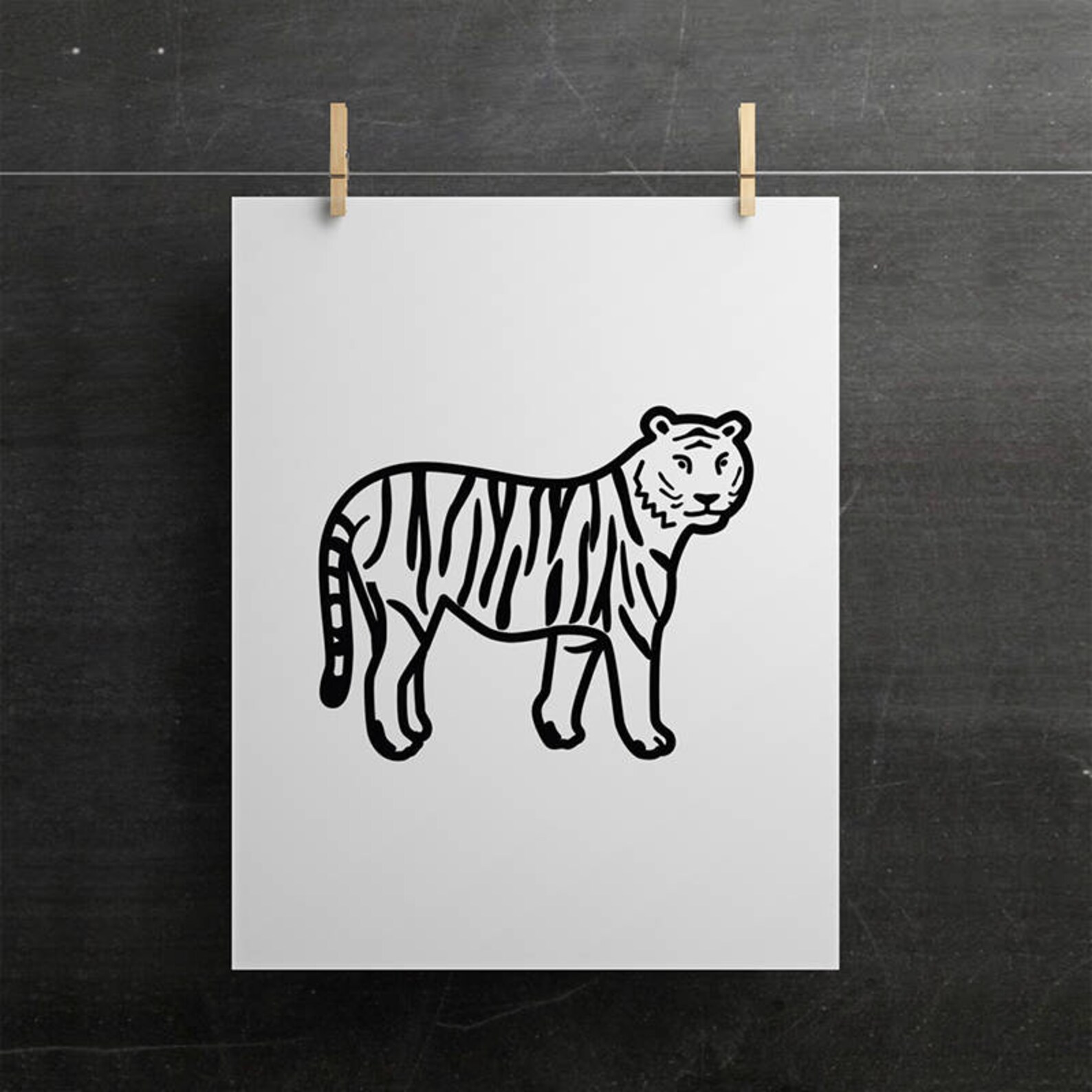 Tiger Print - PRINTABLE FILE. Animal Poster. Tiger Illustration ...