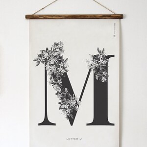 Letter M Typography Print. Monogram Art. Initial Print. Vintage ...