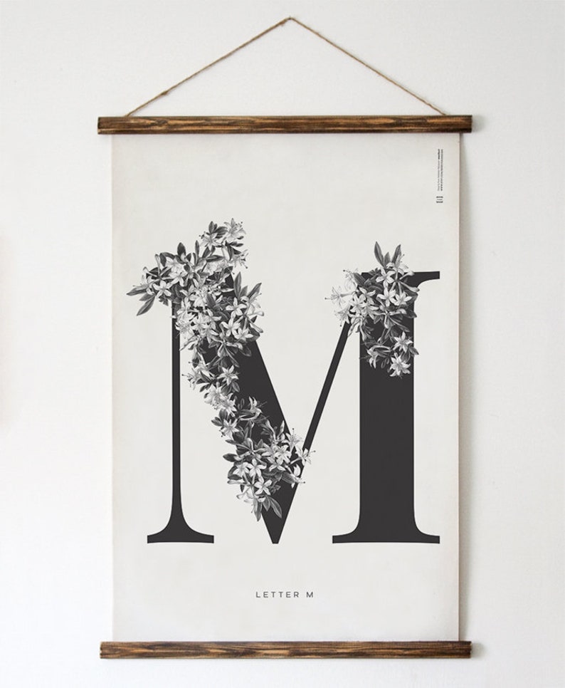 Letter M Typography Print. Monogram Art. Initial Print. - Etsy