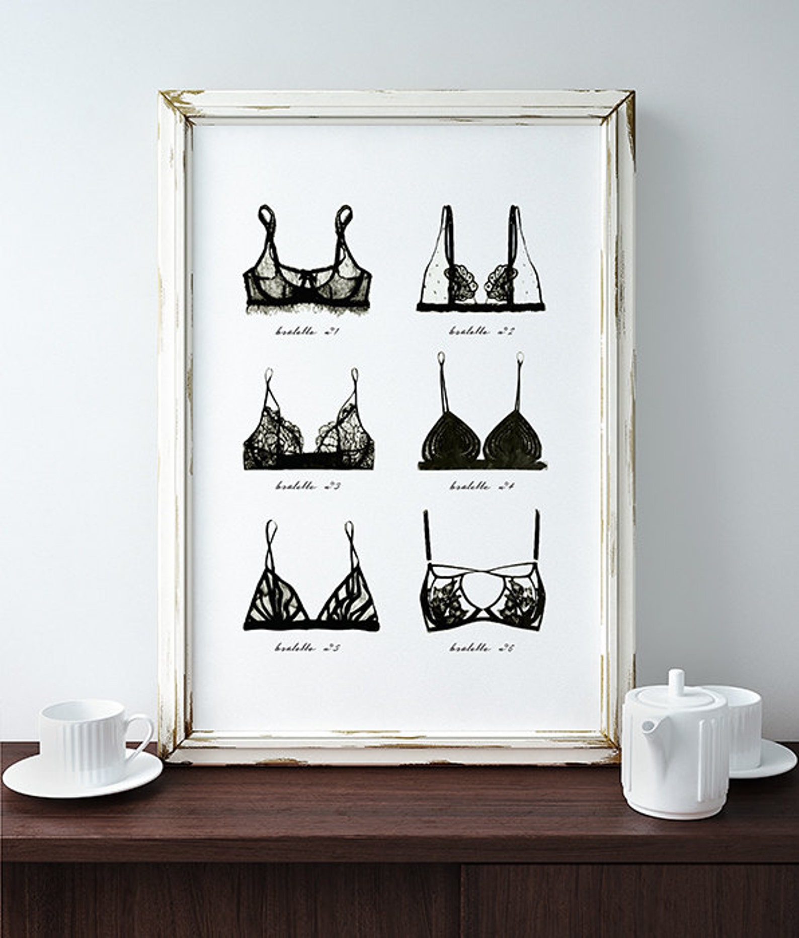 Lingerie Wall Art. Black Lace Bralette Art Poster PRINTABLE | Etsy